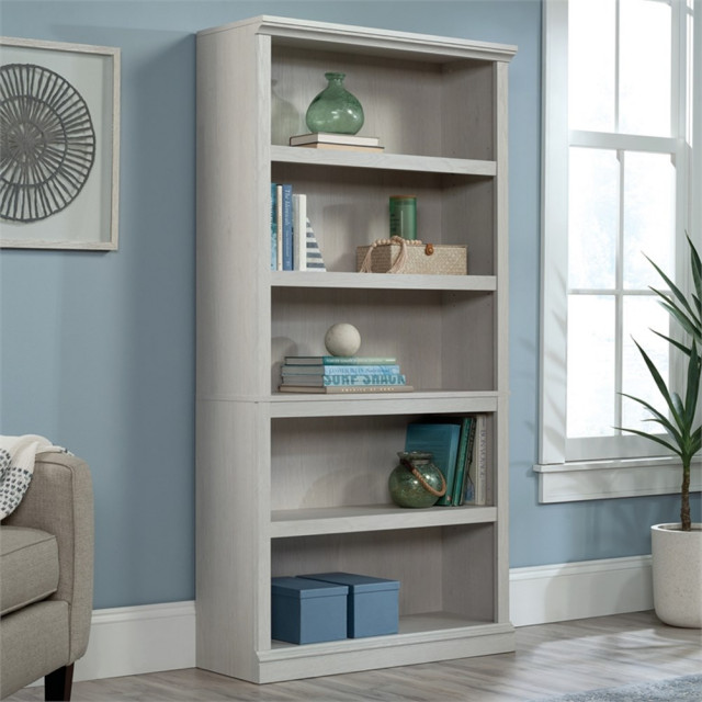 Pemberly Row Engineered Wood 5-Shelf Bookcase in Glacier Oak ...