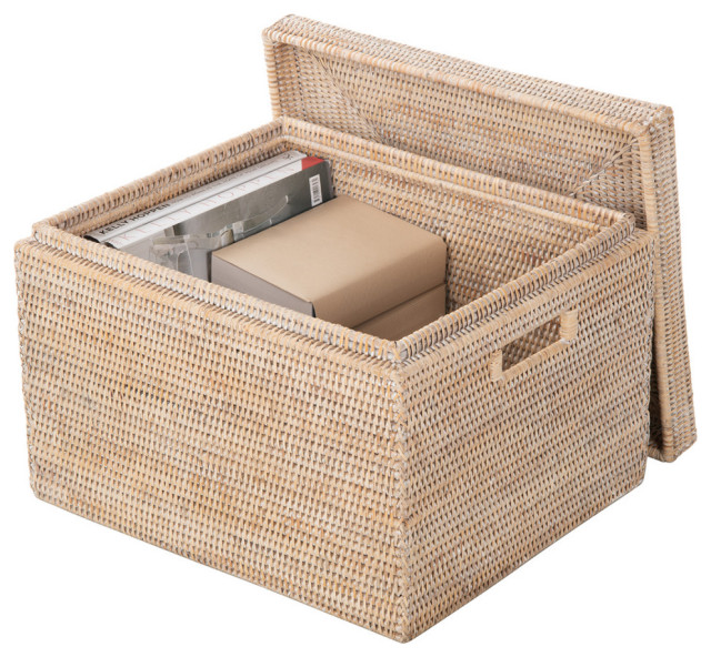 La Jolla Rattan Rectangular Storage Box - Tropical - Decorative Boxes ...