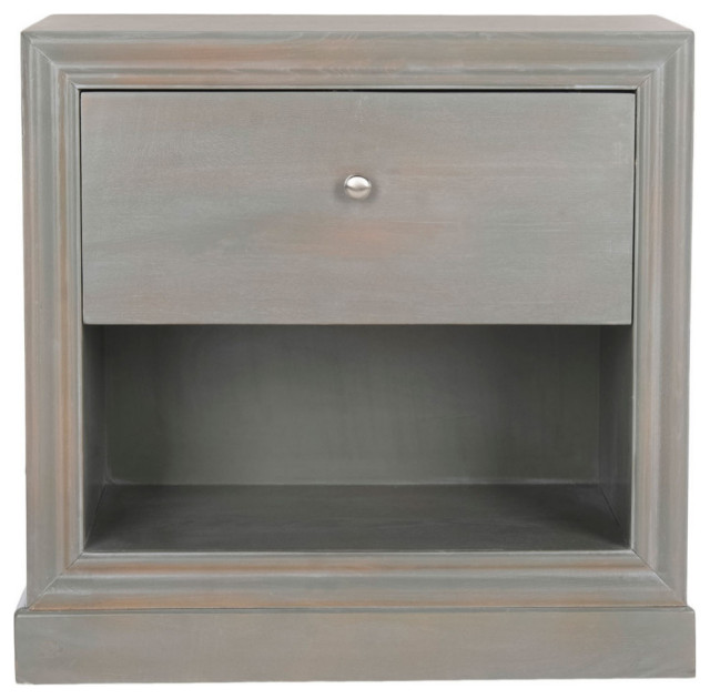 Patrick Wood One Drawer End Table, Ash Gray - Farmhouse - Side Tables ...