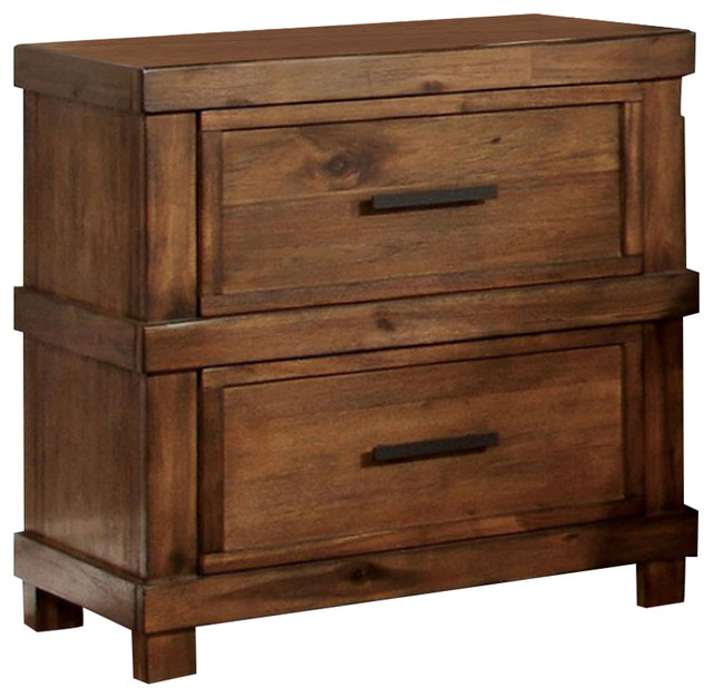 Baddock Transitional Nightstand, Antique Oak Finish - Rustic ...
