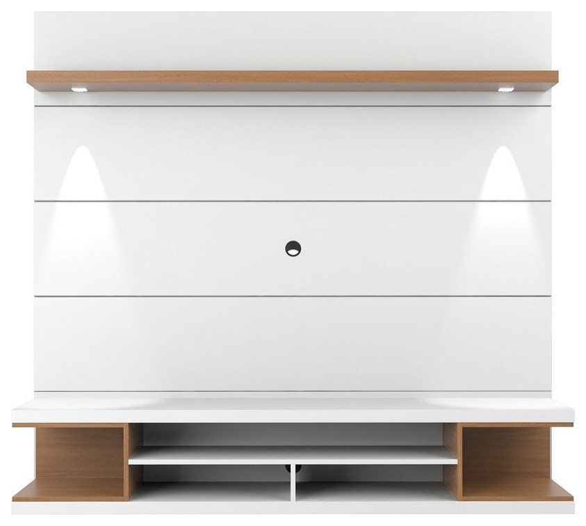 Utopia Floating Theater Entertainment Center in Off White and Maple ...