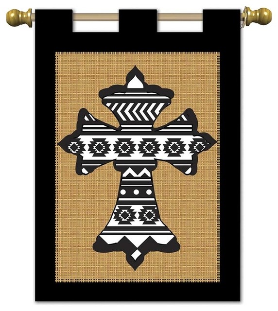 Garden Burlap Aztec Cross - Southwestern - Flags And Flagpoles - by New ...