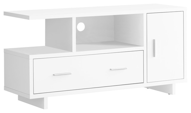 Tv Stand, 48 Inch, Storage Cabinet, Drawers, Laminate, White ...