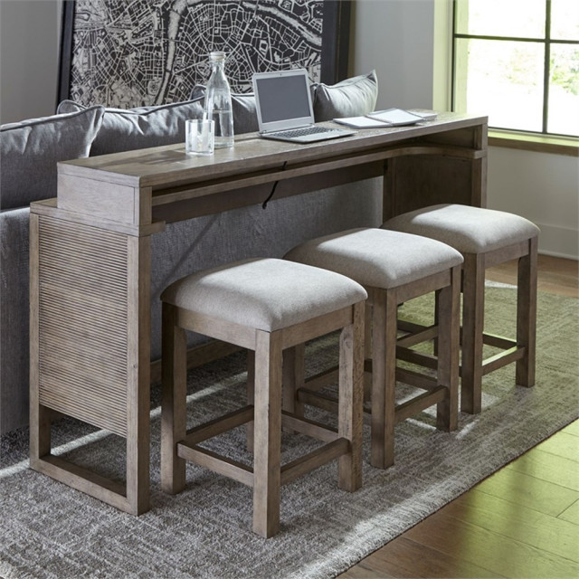 Bartlett Field Contemporary Wood 4 Piece Console Table Set in Driftwood ...