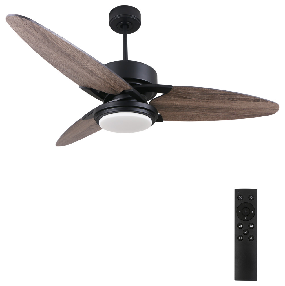Maddox 52" 3-Blade Ceiling Fan, Black/Barnwood - Transitional - Ceiling ...