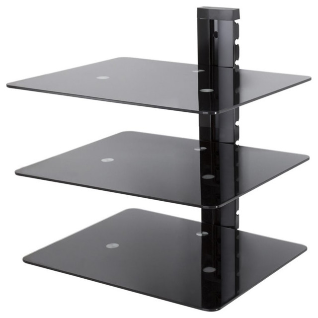AVF Steel Wall Mounted AV Component Shelving System with 3 Shelves in ...
