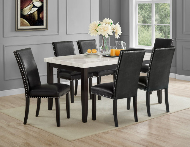 Westby White Marble Top Dining Table - Transitional - Dining Tables ...