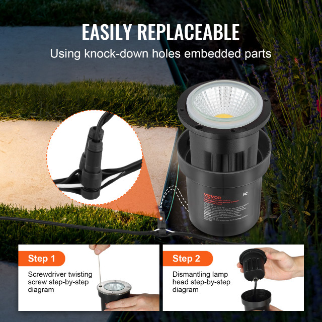 VEVOR 6 Pack Low Voltage Landscape Lights In-Ground LED Well Lights 6W ...