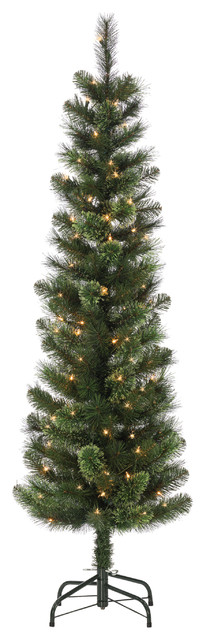 6.5Ft. Hard Mixed Needle Cashmere Pencil Tree With 150 Clear Lights ...