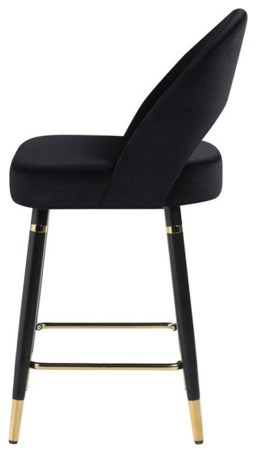 Pemberly Row Arched Back Upholstered Counter Height Stool in Black ...