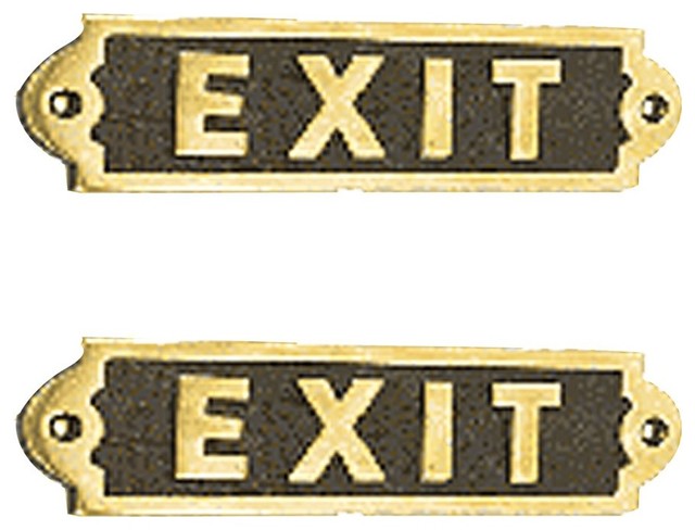 2 Exit Sign Solid Polished Brass Plaques Tarnish Resistant Brass Plate ...