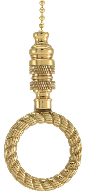 Polished Brass Twisted Rope Ceiling Fan Pull, 2.5"h with 12" Polished ...