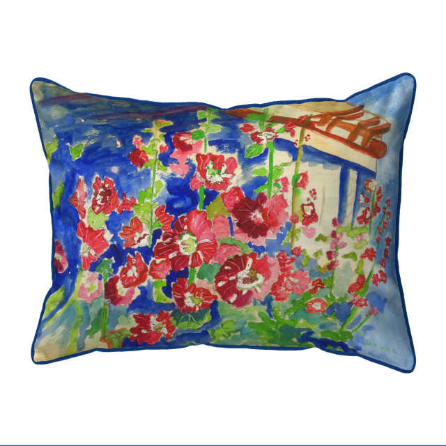 Betsy Drake Hollyhocks Large Indoor/Outdoor Pillow 16x20, 20 inches ...