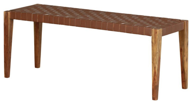 Balka Woven Leather Bench, Brown - Transitional - Dining Benches - by ...