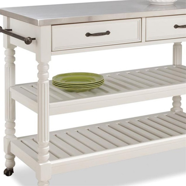 Homestyles General Line Wood Kitchen Cart in Off White - Traditional ...