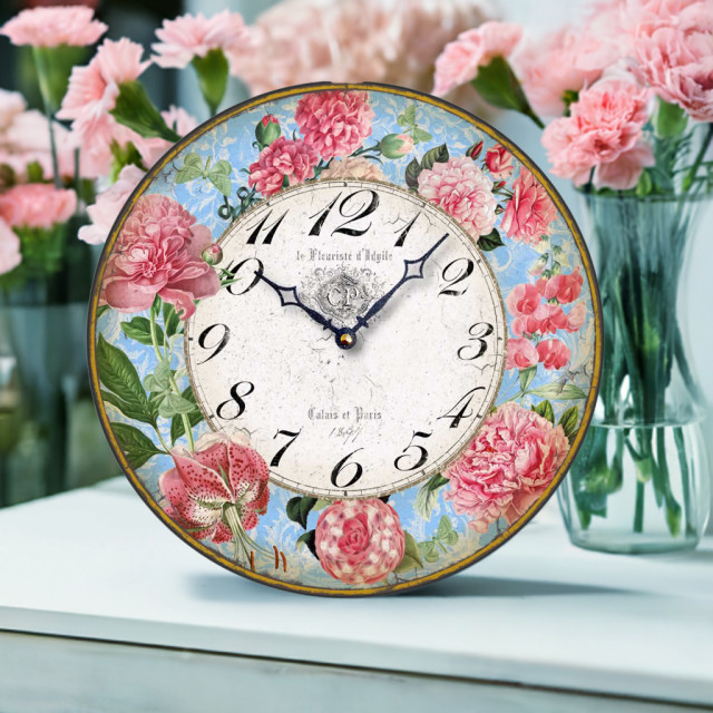 Antique-Style 12 Inch French Floral Wall Clock - Victorian - Wall ...