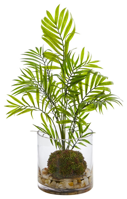 Mini Areca Palm Artificial Plant in Vase - Tropical - Artificial Plants ...