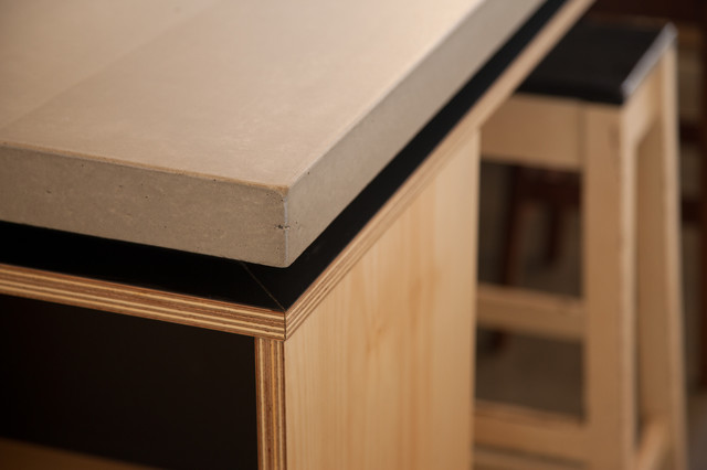 Concrete island benchtop with shadowline - Contemporary - Kitchen ...