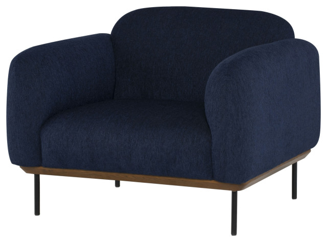 Benson True Blue Fabric Single Seat Sofa - Midcentury - Armchairs And Accent Chairs - by Kolibri ...