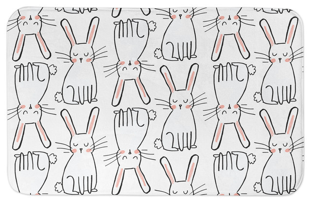 Cute White Rabbit Pattern 34x21 Bath Mat - Contemporary - Bath Mats ...