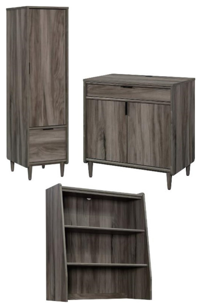 Home Square 3-Piece Set with Library Base Cabinet Hutch & Narrow ...