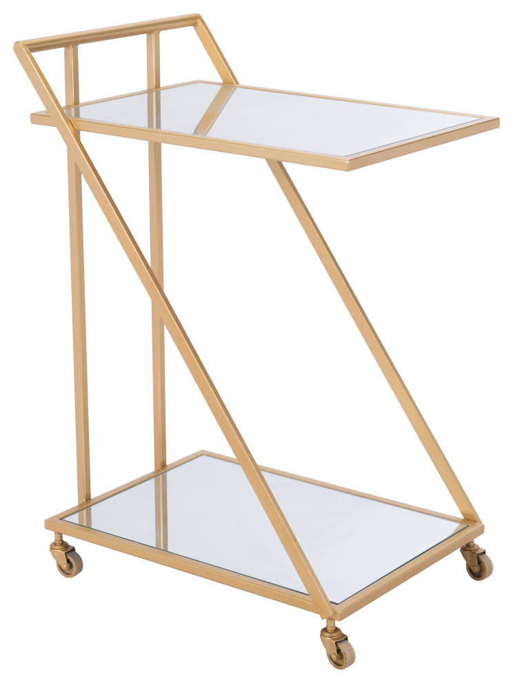Alto Bar Cart Mirror and Gold - Contemporary - Bar Carts - by Zuo ...