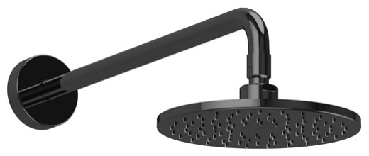 Matte Black Round Shower System With Thermostatic Mixer and Handheld ...