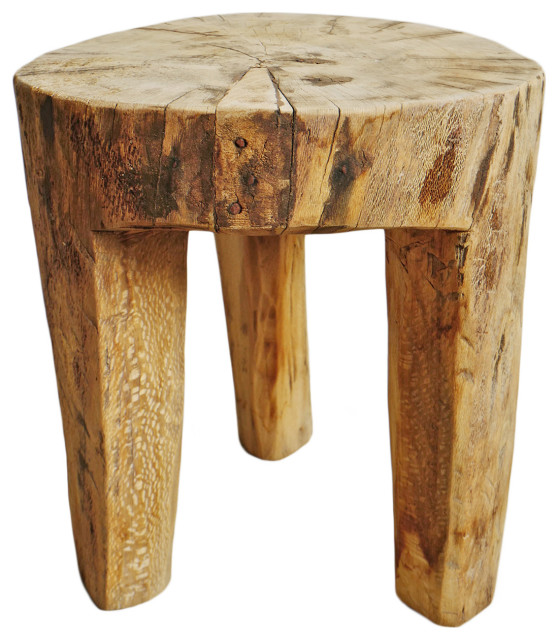 Rustic Naga Three Leg Wood Table 8 - Rustic - Side Tables And End ...