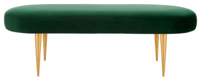 Ava Velvet Oval Bench, Emerald - Midcentury - Upholstered Benches - by ...