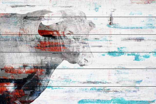 "Red Bull Profile" Painting Print on White Wood, 36"x24" - Southwestern ...