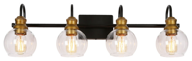 LNC -4-Light Modern Matte Black and Antique Gold Bathroom Vanity ...