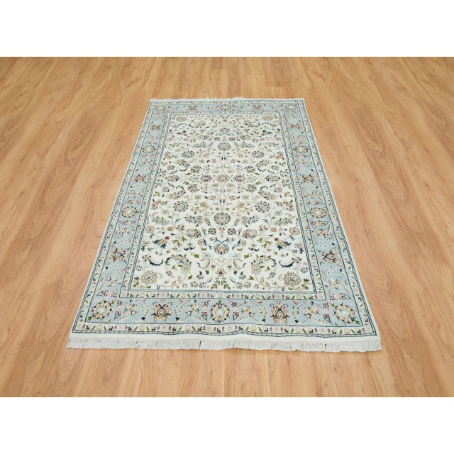 Ivory, Nain Design 250 KPSI, Natural Wool Hand Knotted Rug, 5'x8', 5'x8 ...