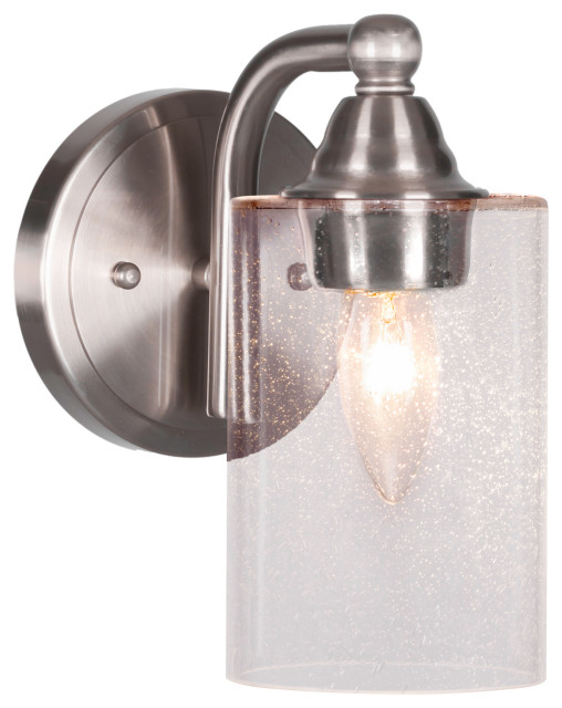 Paramount Wall Sconce, Brushed Nickel, 4" Clear Bubble Glass ...