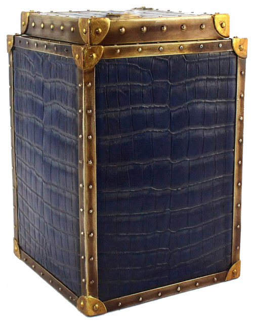 Enchanting Polyresin Alligator Skin Box, Dark Blue - Contemporary ...