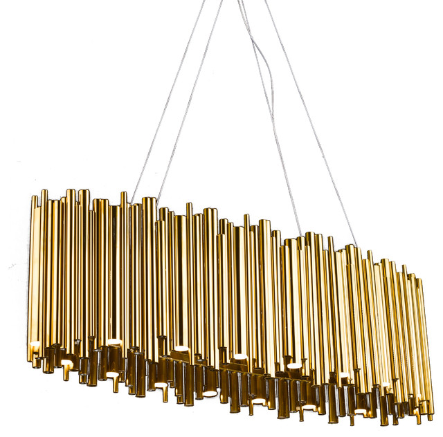 Gold Oval Stainless Steel Rod Light Fixture With LED Downlight ...