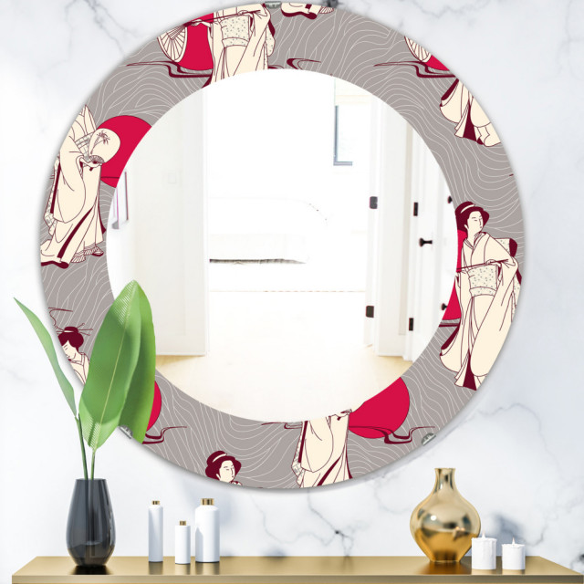Designart Japanese Geisha Bohemian Eclectic Frameless Oval Or Round ...