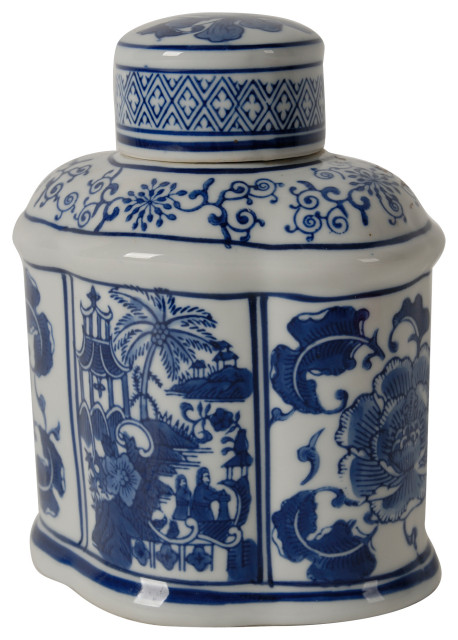 Oval Jar With Lid, 6.2x4.8x8 - Asian - Decorative Jars And Urns - by ...