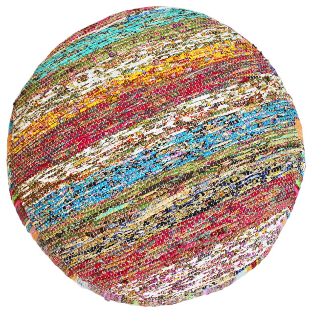 Indra Colorful Sari Rug Pouf Ottoman - Contemporary - Floor Pillows And ...