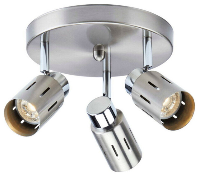 Brushed Steel And Chrome Energy Star Adjustable 3 Light LED Semi Flush ...