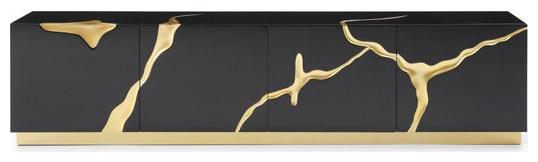 Philena Modern Black and Gold TV Stand - Contemporary - Entertainment ...