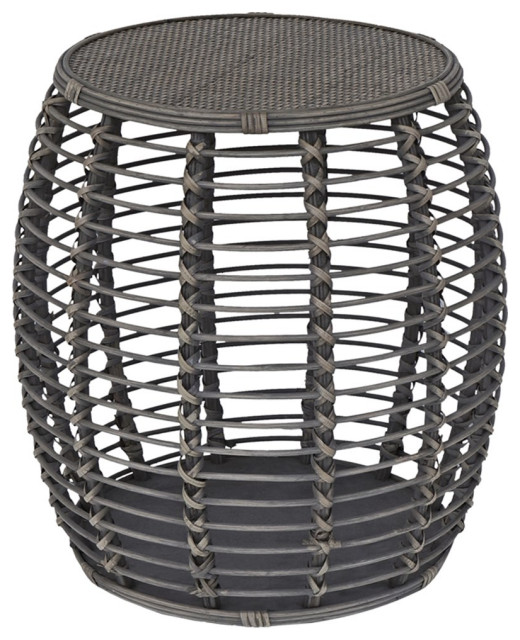 Gallerie Decor Java Transitional Rattan End Table in Gray/Espresso ...