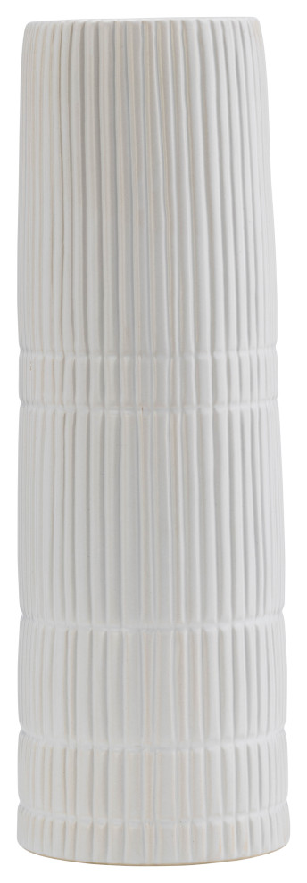 Ceramic 15"H Lined Cylinder Vase, White - Transitional - Vases - by ...