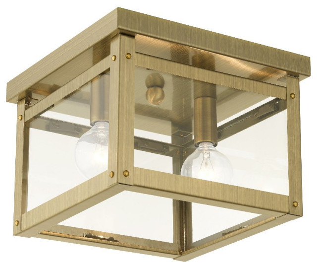 Vicar's Bridge Road - 2 Light Square Flush Mount In Shabby Chic Style-6 ...