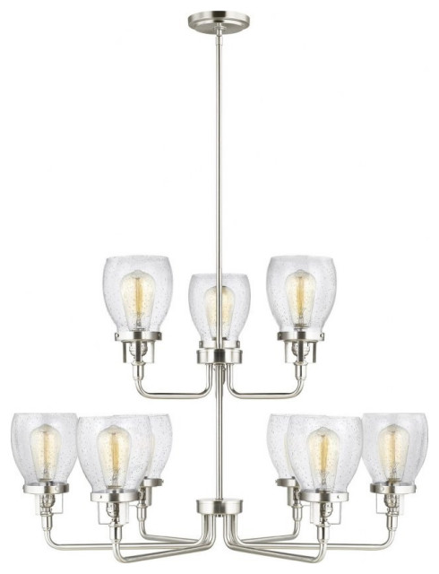 32 Inch 72W 9 LED Up Chandelier-Brushed Nickel Finish-Incandescent ...