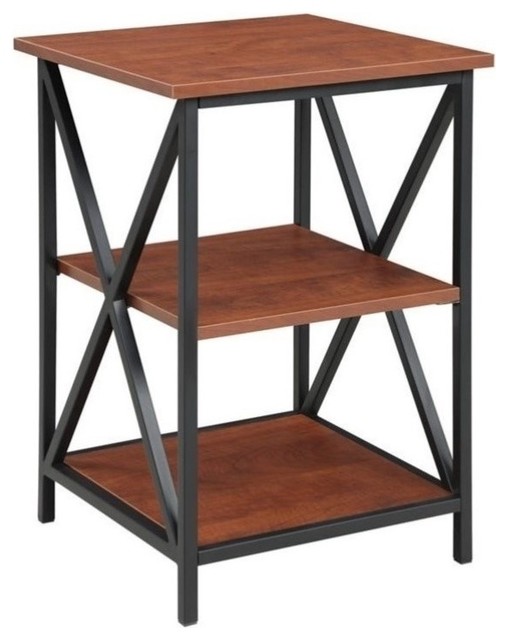 Pemberly Row 3-Tier Transitional Wood/Metal End Table in Cherry ...