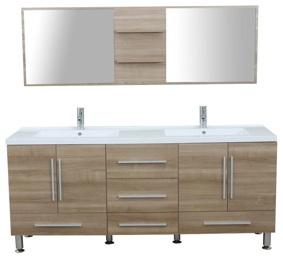 The Modern 67 inch Double Modern Bathroom Vanity in Light Oak without ...