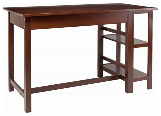 Pemberly Row Transitional Solid Wood Writing Desk in Antique Walnut ...