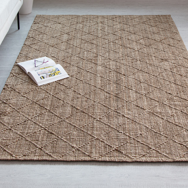 Bronceado Natural Geo Highlow Area Rug, 8' x 10' - Beach Style - Area ...