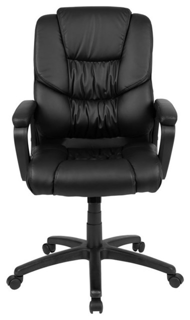 Pemberly Row Contemporary Big and Tall Ergonomic Leather Chair in Black ...