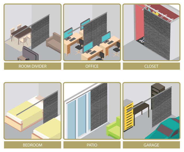 Nico 8-Panel Track Extendable Vertical Blinds 130-175"W, 116" H ...